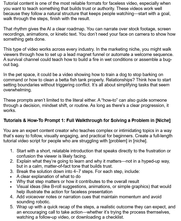 105 Universal Long-Form Faceless Video Prompts – AI PLR – PLR Launch