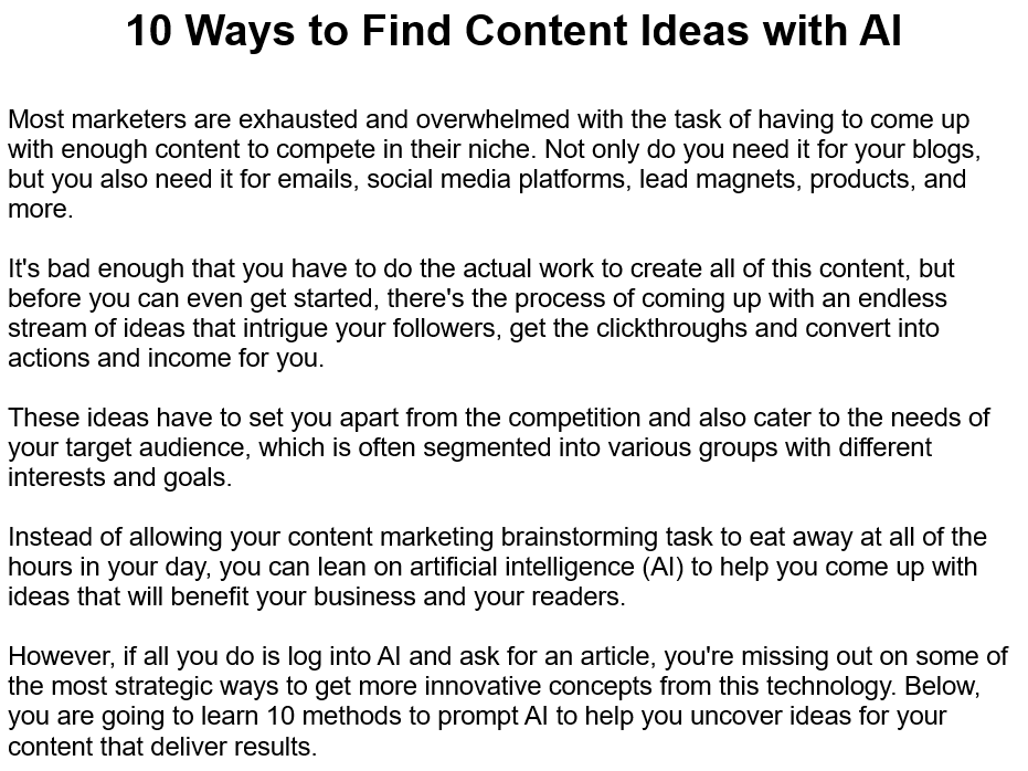 10 Ways to Find Content Ideas with AI – 48 Hour Limited PLR – PLR Launch