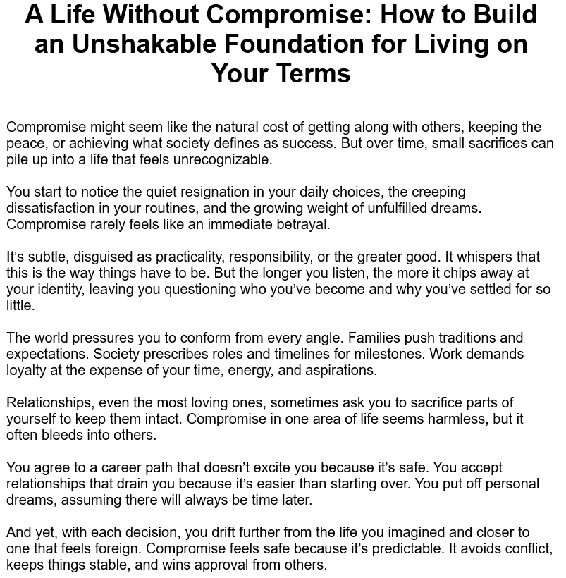 A Life Without Compromise – Friends of Justin AI PLR – PLR Launch