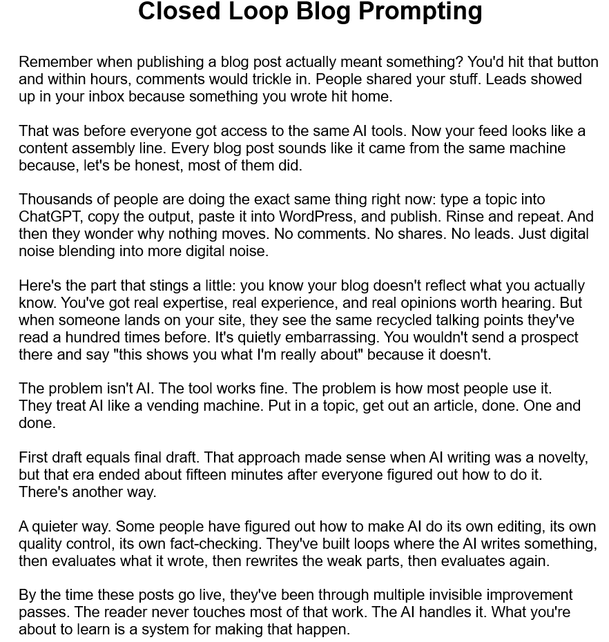 Closed Loop Blog Prompting – AI PLR – Just $1 – PLR Launch