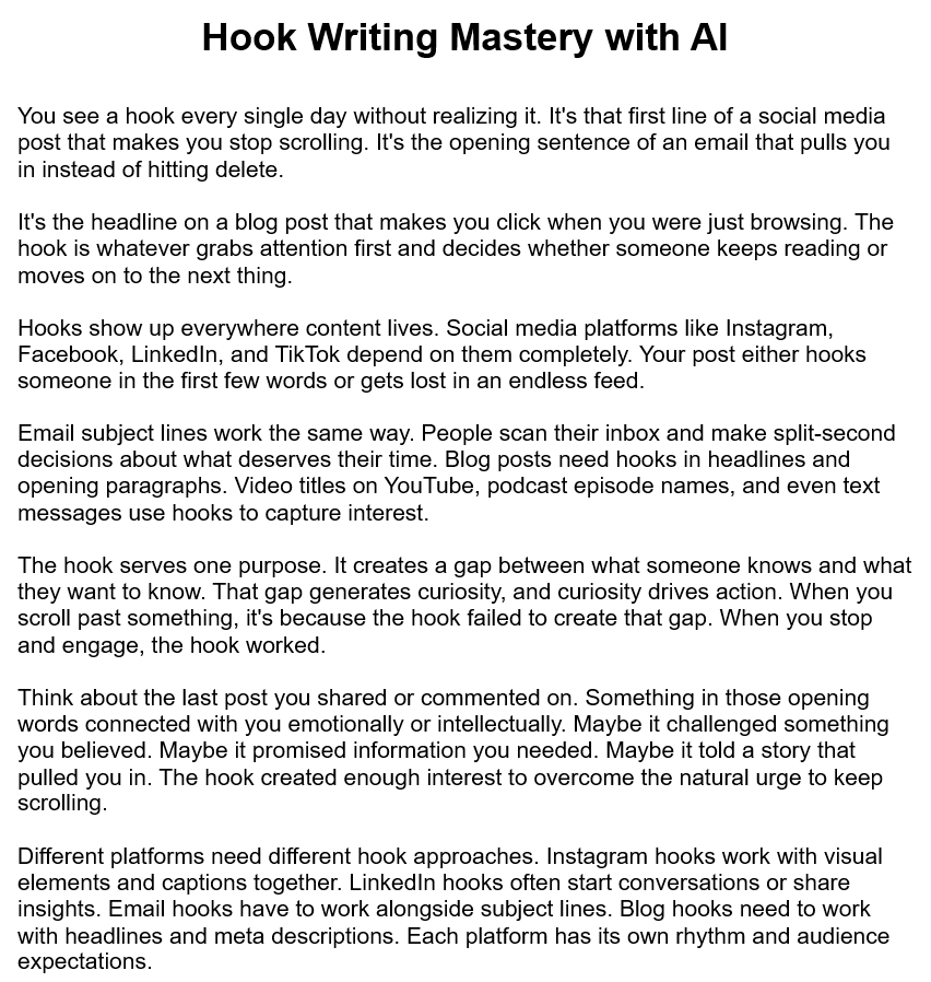 Hook Writing Mastery with AI – AI PLR Course Just $1 – PLR Launch