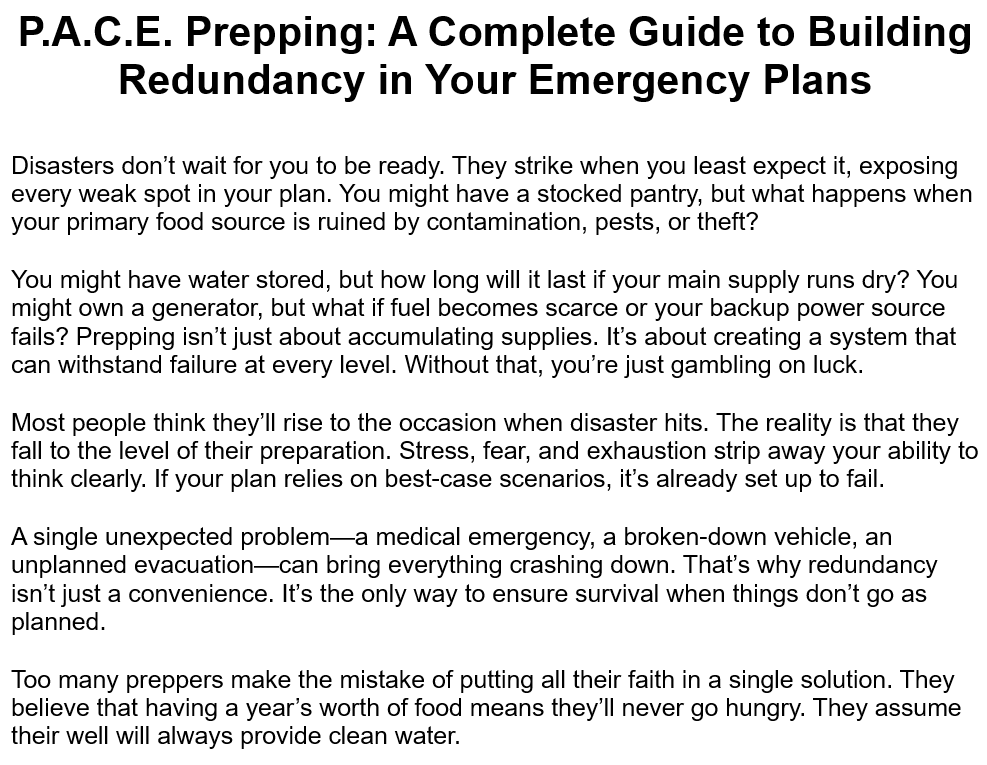 P.A.C.E. Survival Prepping Full Funnel – AI Assisted PLR – PLR Launch