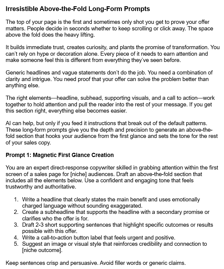 The Elite Long-Form Prompt Copy Kit – AI PLR – PLR Launch