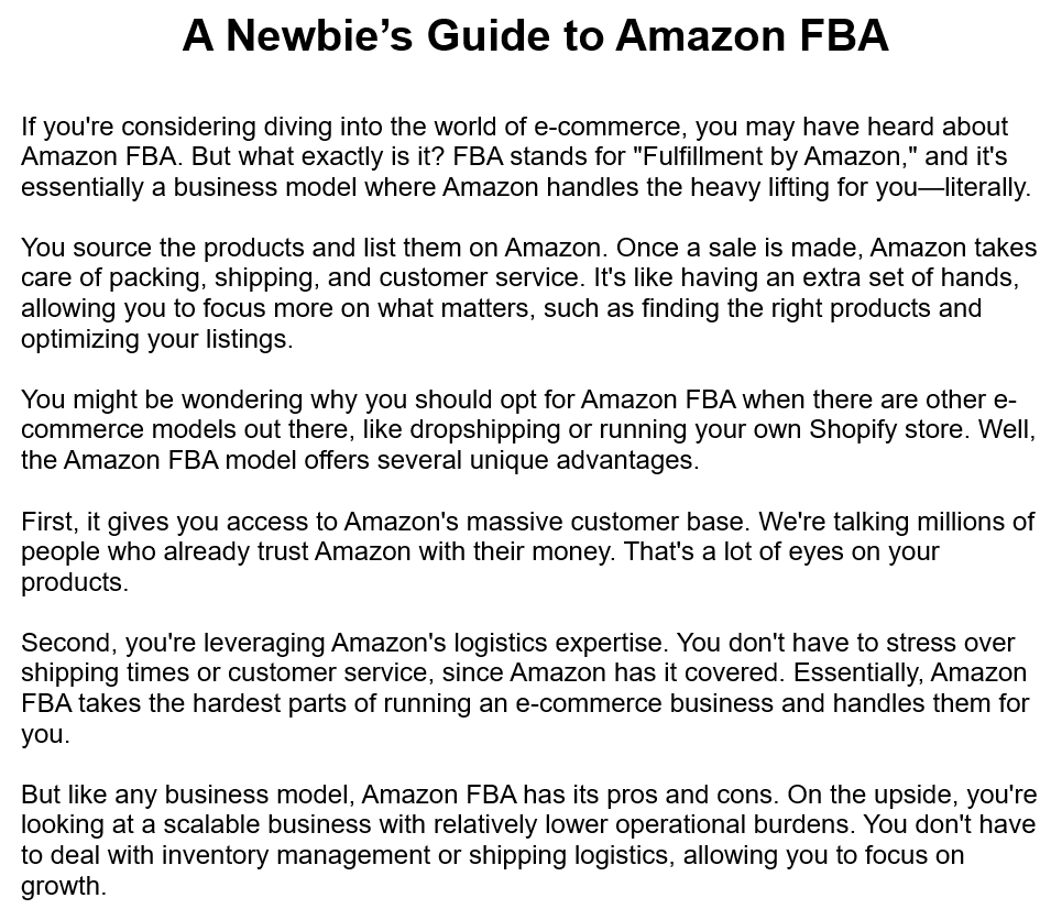 A Newbie’s Guide to Amazon FBA – AI-Assisted PLR – PLR Launch A Newbie’s Guide to Amazon FBA – AI-Assisted PLR – PLR Launch