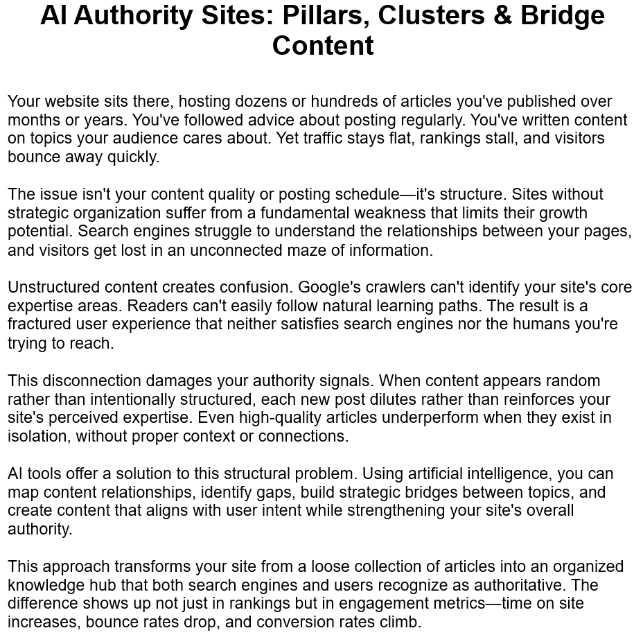AI Authority Sites: Pillars, Clusters & Bridge Content – AI PLR – PLR ...