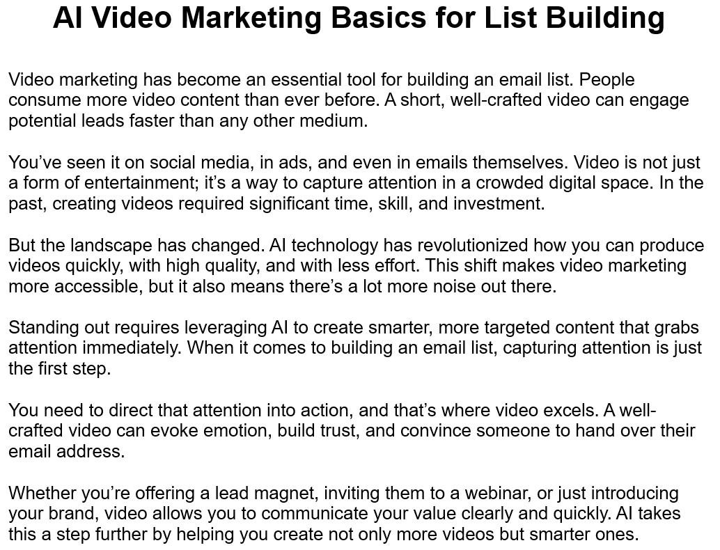 AI-Powered Video Marketing for List Building – AI Assisted PLR – PLR Launch