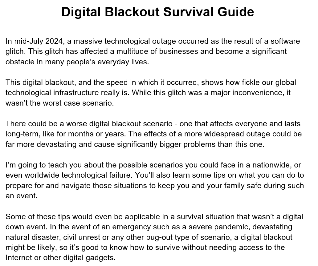 Digital Blackout Survival Guide – 48 Hour Limited PLR – PLR Launch