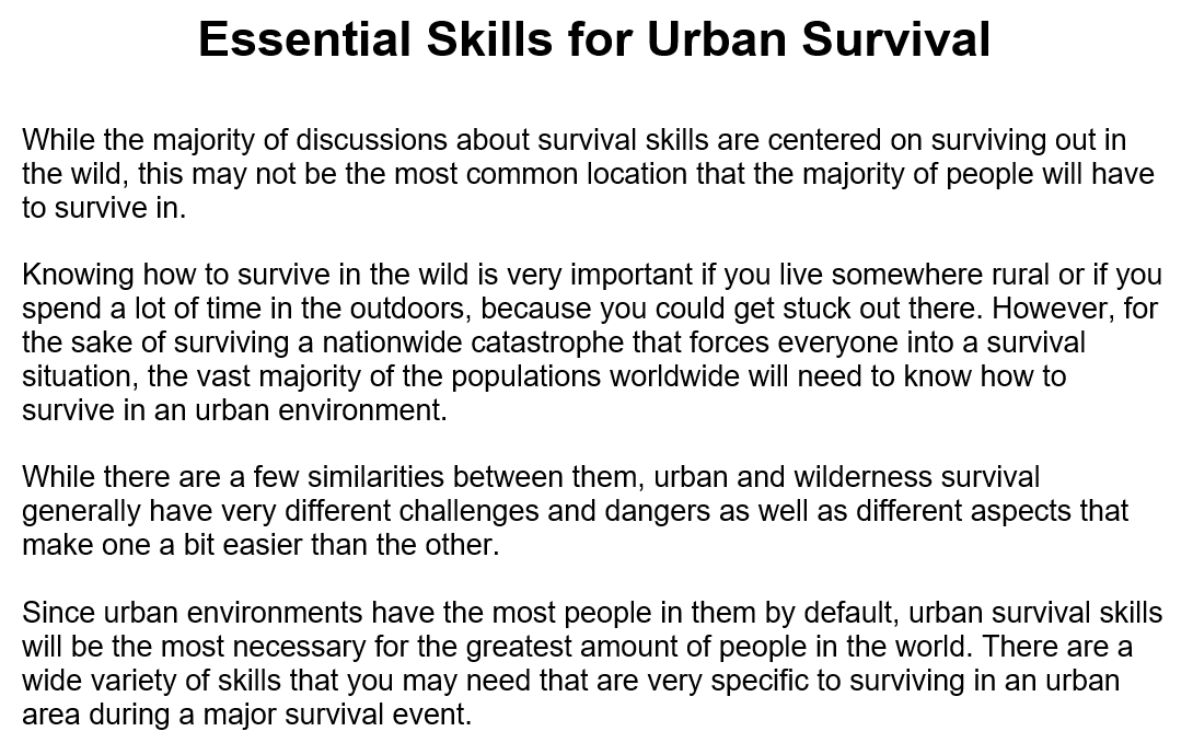 Essential Skills for Urban Survival – 24 Hour Limit PLR – PLR Launch