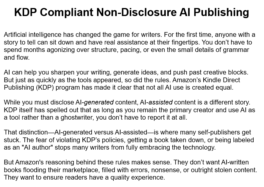 KDP Compliant Non-Disclosure AI Publishing – AI Assisted PLR – PLR Launch
