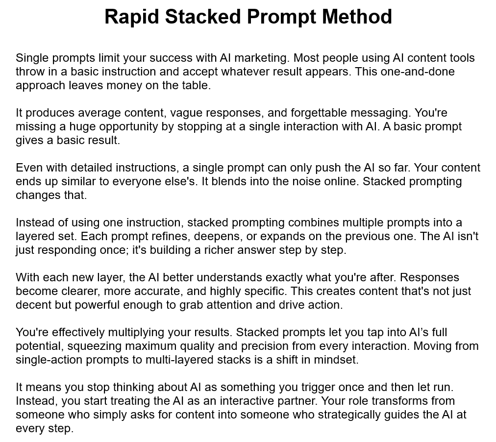 Rapid Stacked Prompt Method – AI Assisted PLR – PLR Launch