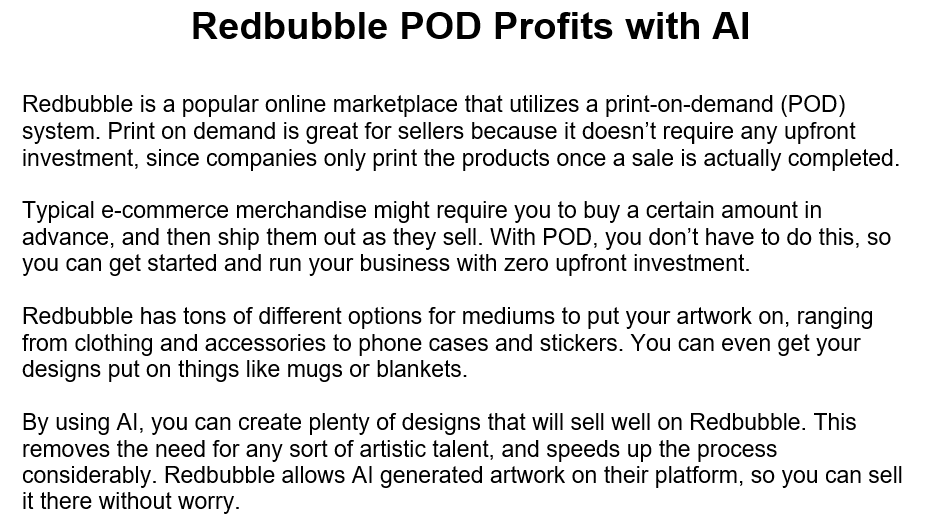 Redbubble POD Profits with AI – Limit 50 PLR – PLR Launch