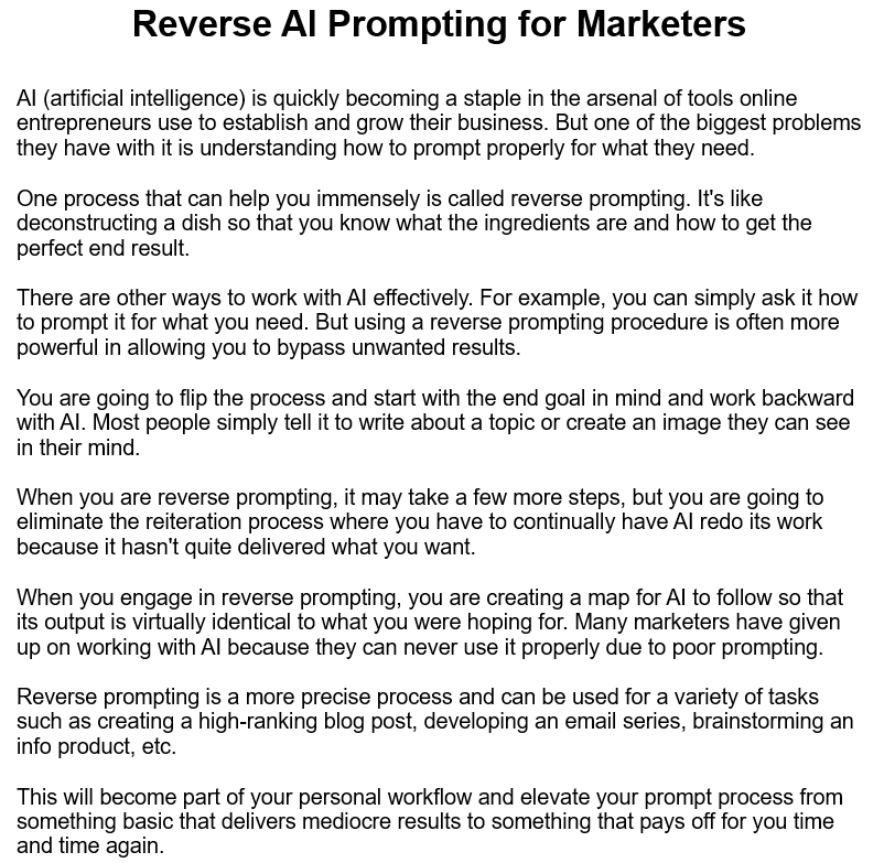 Reverse AI Prompting for Marketers – 48 Hour Limited PLR – PLR Launch