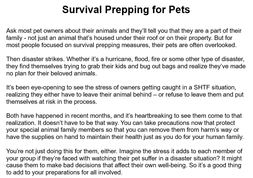 Survival Prepping for Pets – Limit 50 PLR – PLR Launch
