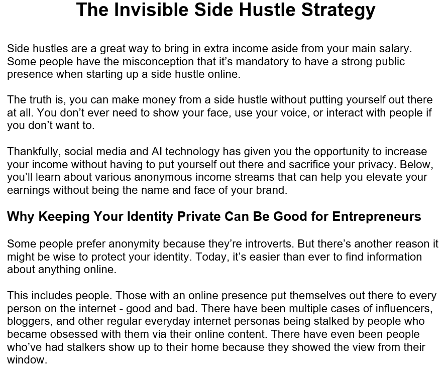 The Invisible Side Hustle Strategy – 48 Hour Limited PLR – PLR Launch